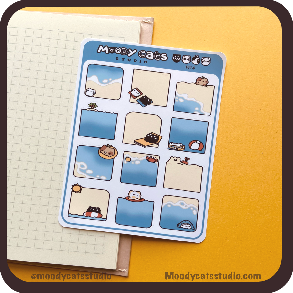 Summer Beach Day Note Boxes Sticker Sheet – Moody Cats Studio