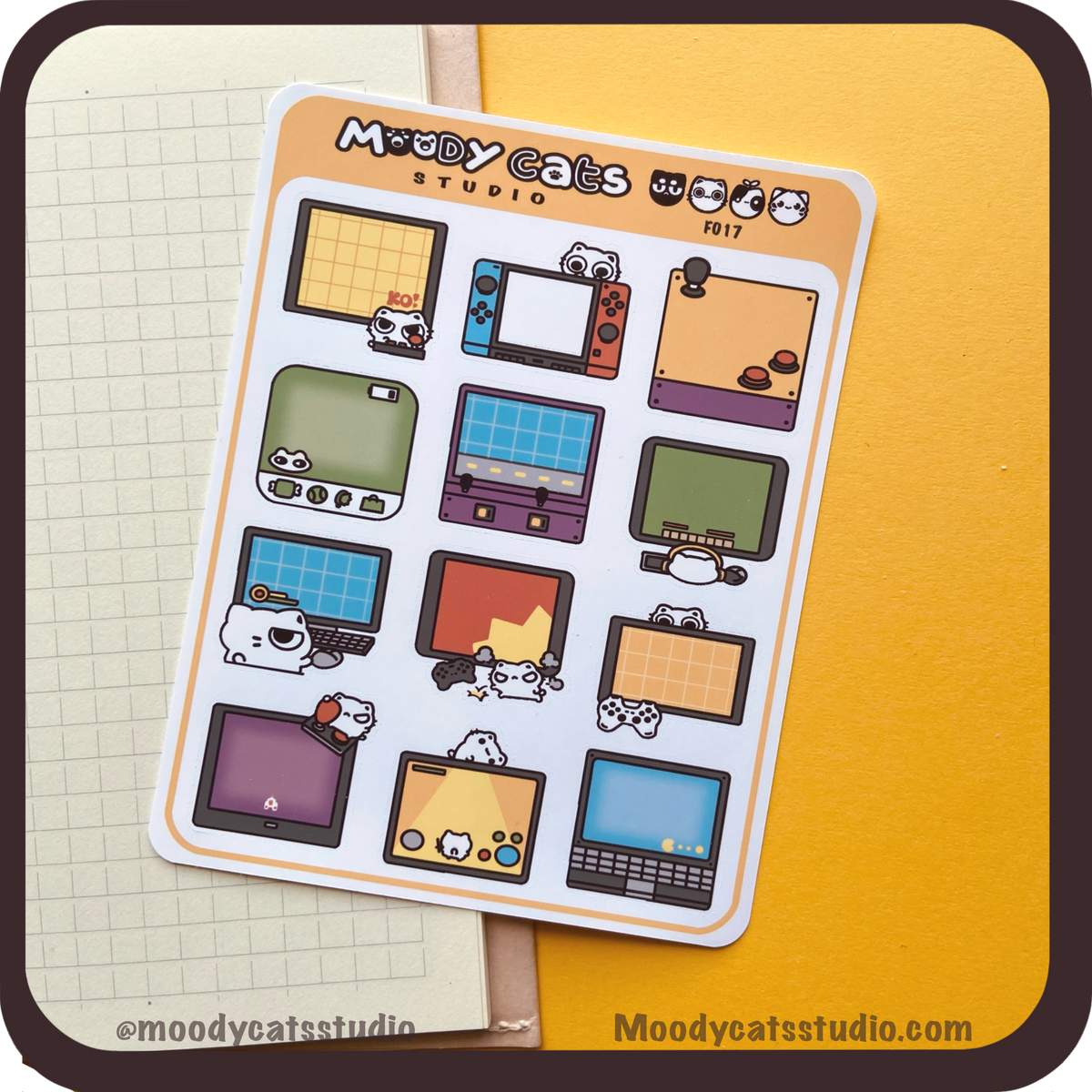 Gamer Cat Oni Note Boxes Sticker Sheet – Moody Cats Studio