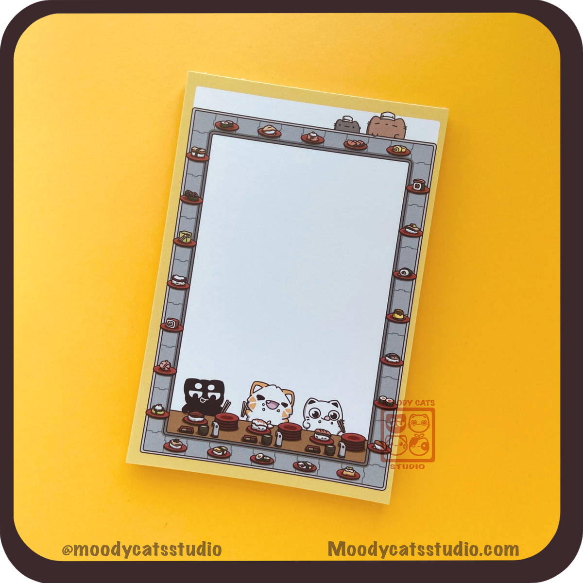 Cats Conveyor Belt Sushi Notepad – Moody Cats Studio